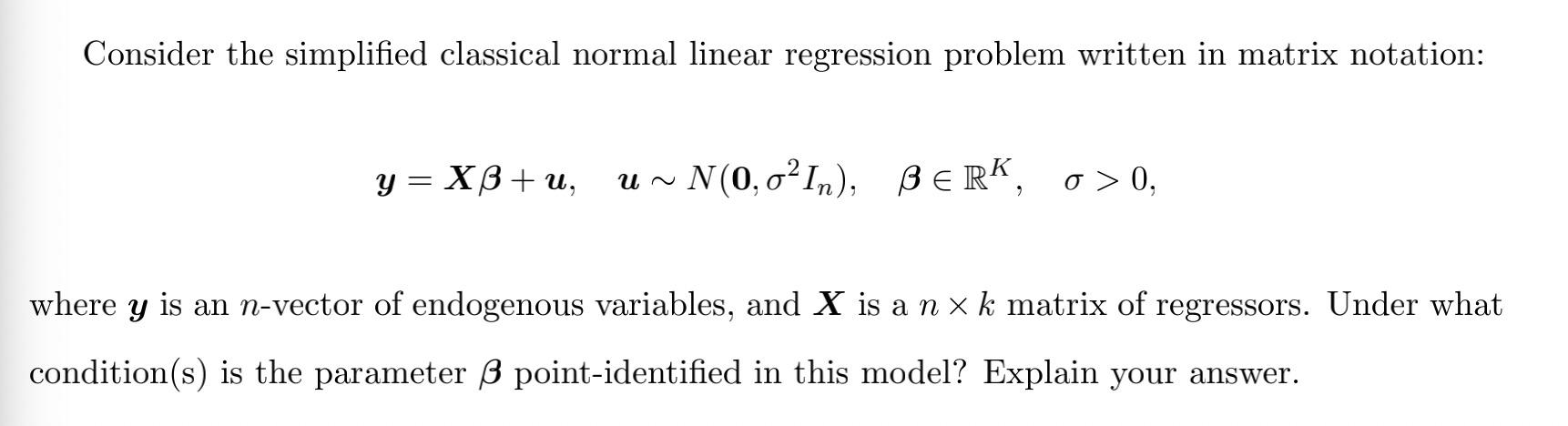 Solved Consider the simplified classical normal linear | Chegg.com Solved Consider the simplified classical normal linear | Chegg.com