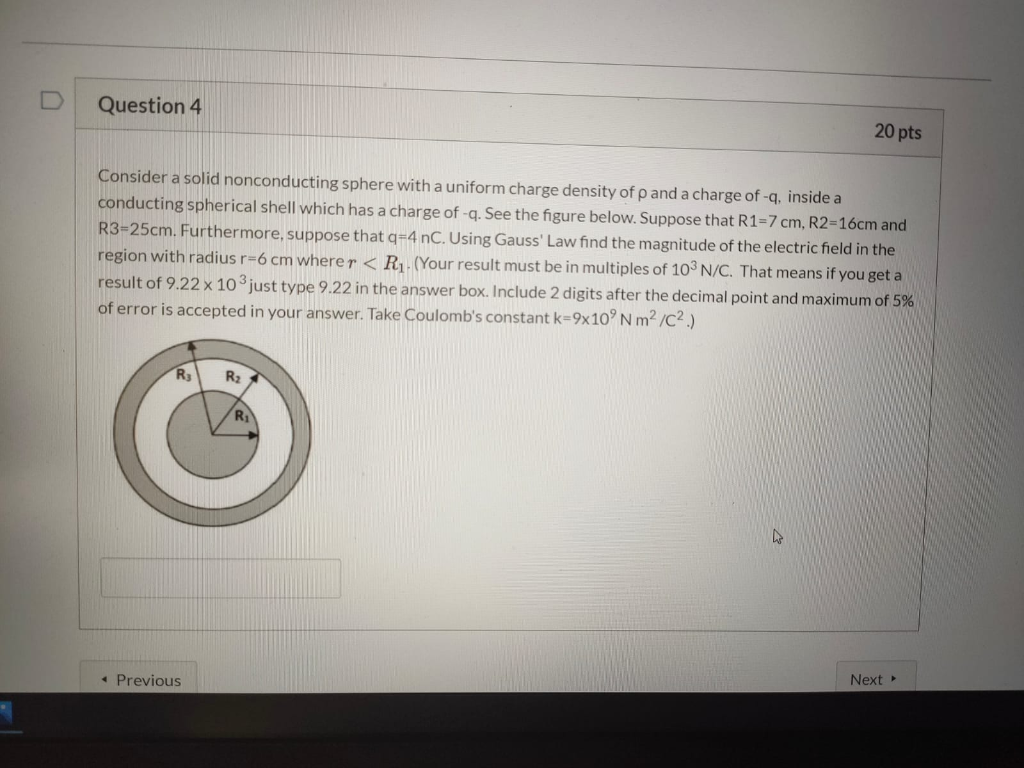 Solved Question 4 20 pts Consider a solid nonconducting | Chegg.com