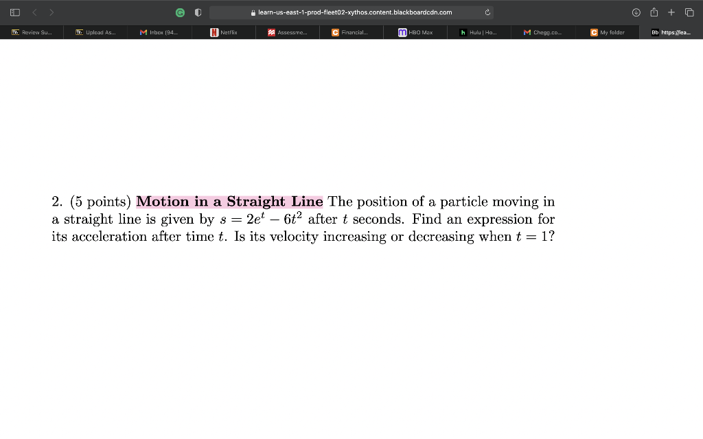 Solved 2. (5 points) Motion in a Straight Line The position | Chegg.com