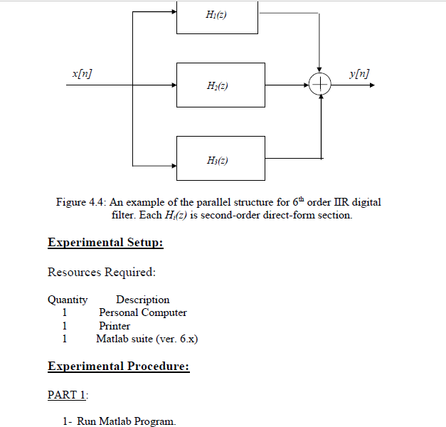Solved Experiment 4 Parallel Realization of Infinite Impulse | Chegg.com