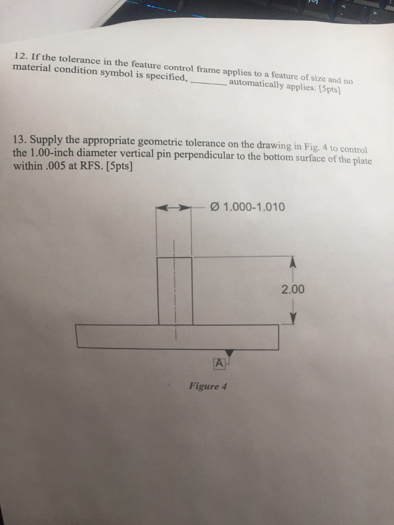 Solved 12. If the tolerance in the feature control frame | Chegg.com