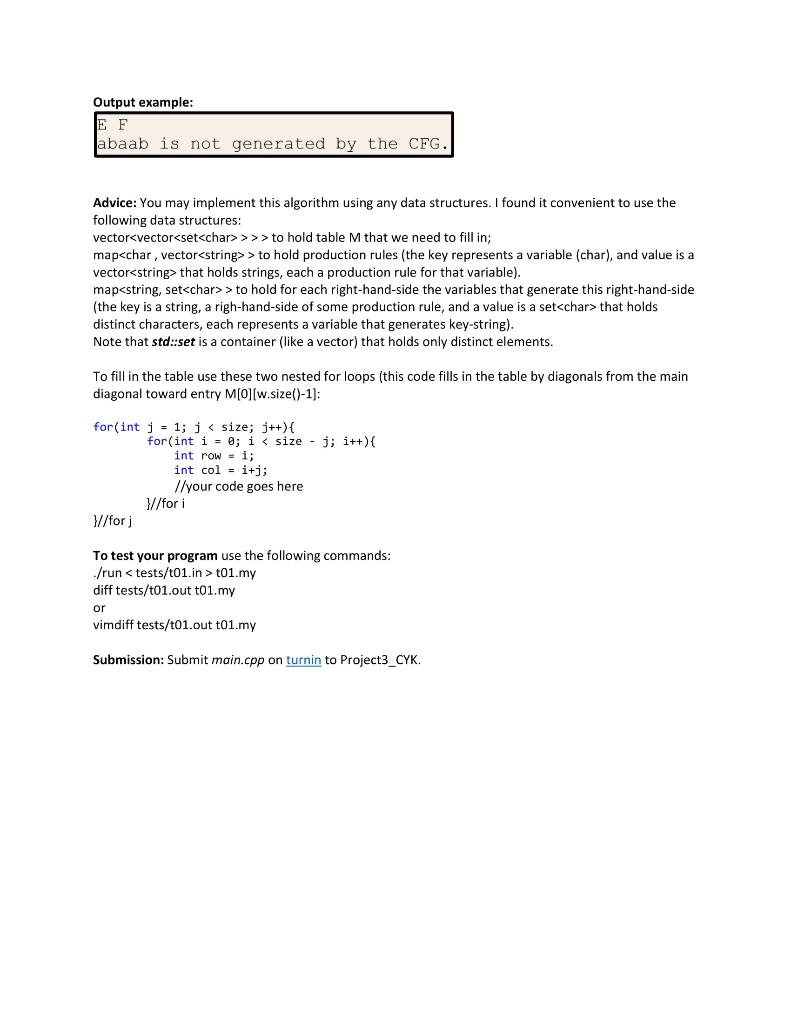 Solved CSCI-411 Project Dynamic Programming CYK algorithm In | Chegg.com