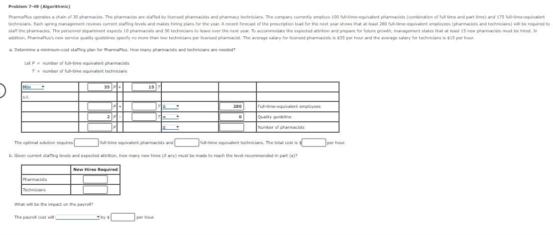 Solved Problem 7-49 (Algorithmic) a. Determine a | Chegg.com