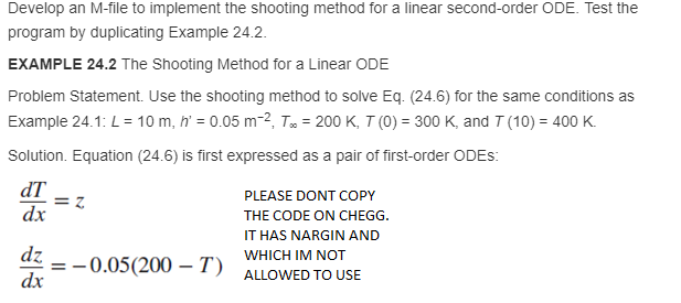 Develop an M-file to implement the shooting method | Chegg.com