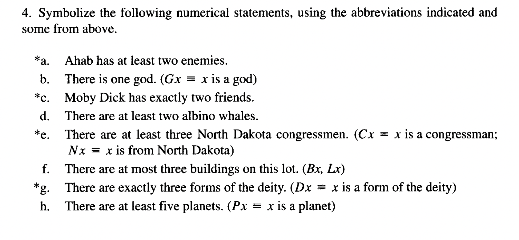 4. Symbolize the following numerical statements, | Chegg.com