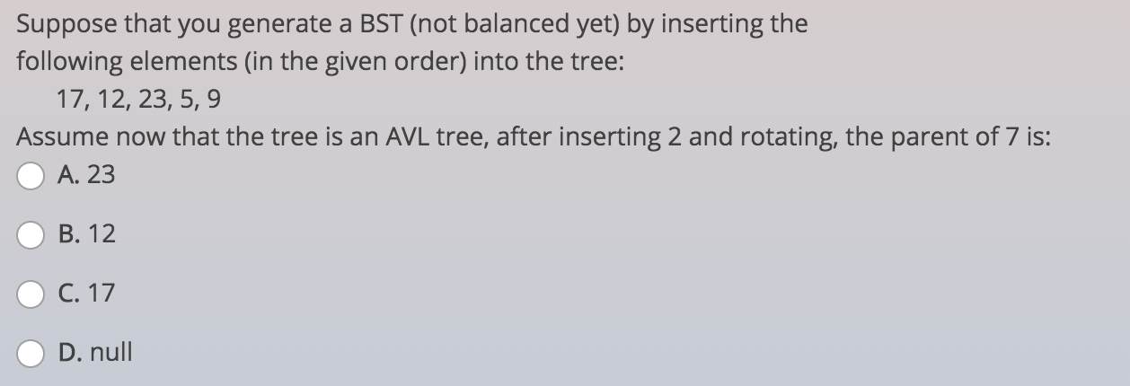 Solved Suppose that you generate a BST (not balanced yet) by | Chegg.com