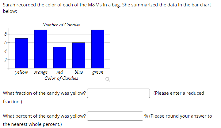 Solved Sarah recorded the color of each of the M&Ms in a | Chegg.com