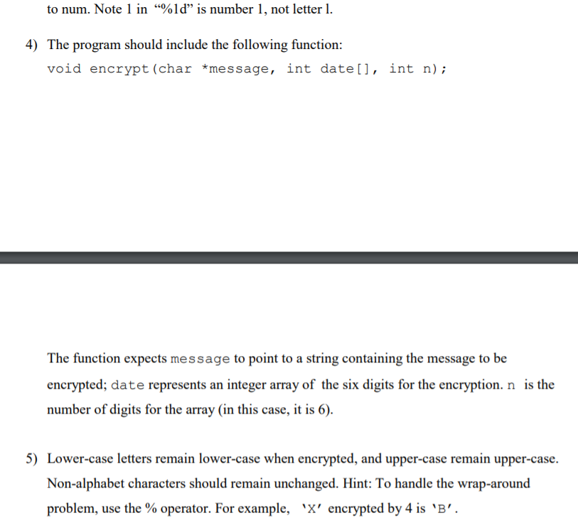 Solved Project 6, Program Design One way to encrypt a | Chegg.com