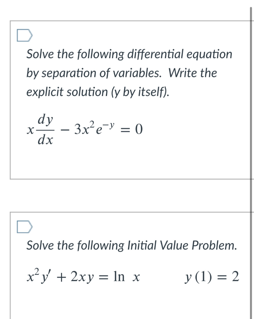 Solved Solve The Following Differential Equation By