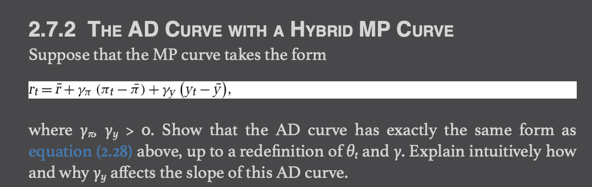 Solved Keep in mind that substituting the MP curve into rt | Chegg.com