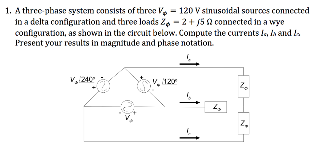 Solved 1. A three-phase system consists of three νφ 120 V | Chegg.com