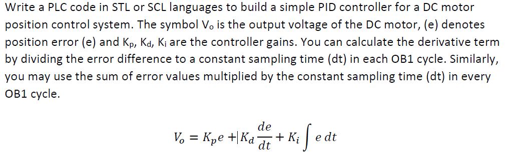 Write a PLC code in STL or SCL languages to build a | Chegg.com