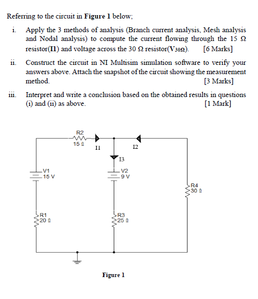 Solved Referring to the circuit in Figure 1 below; i. Apply | Chegg.com