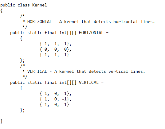 Solved public class kernel { * HORIZONTAL A kernel that | Chegg.com