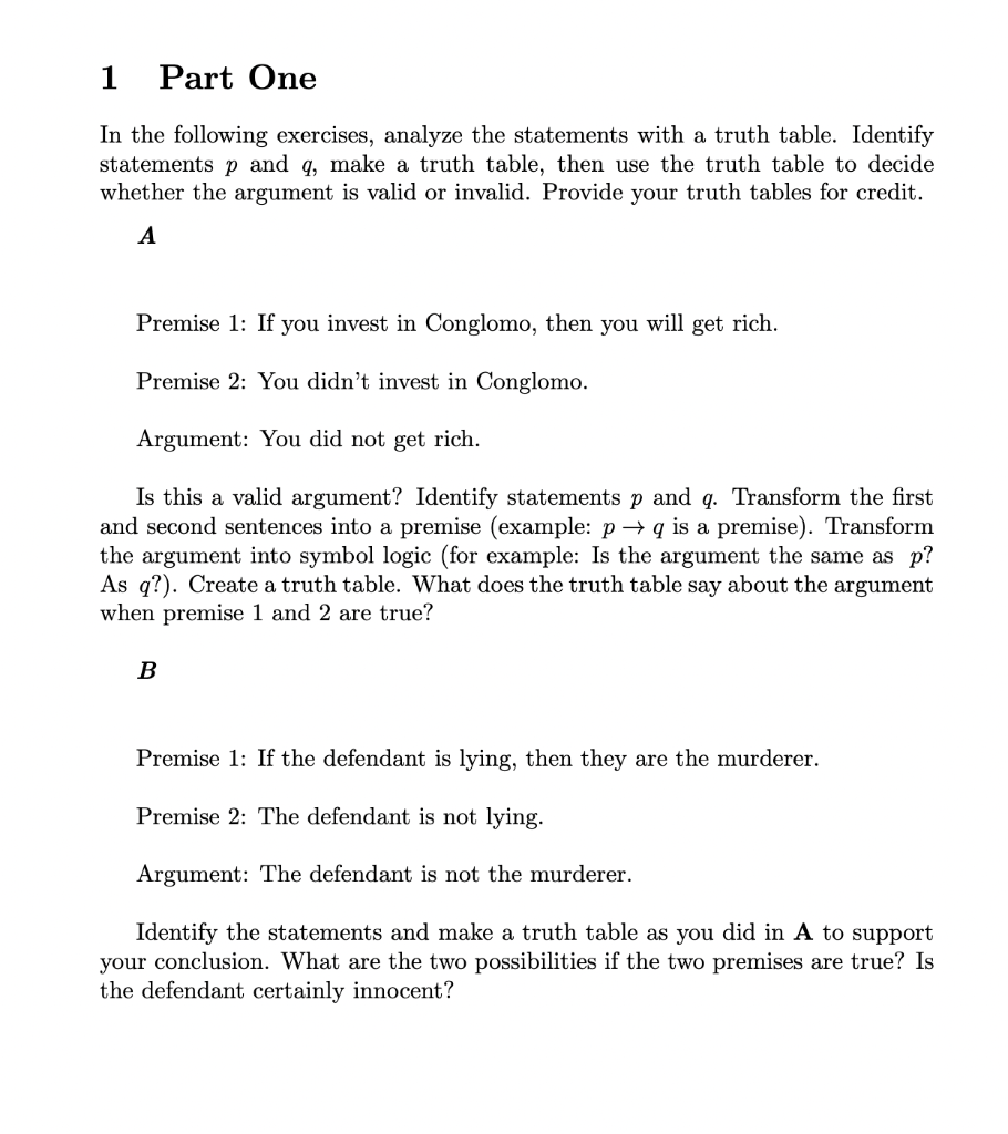 Solved 1 Part One In the following exercises, analyze the | Chegg.com