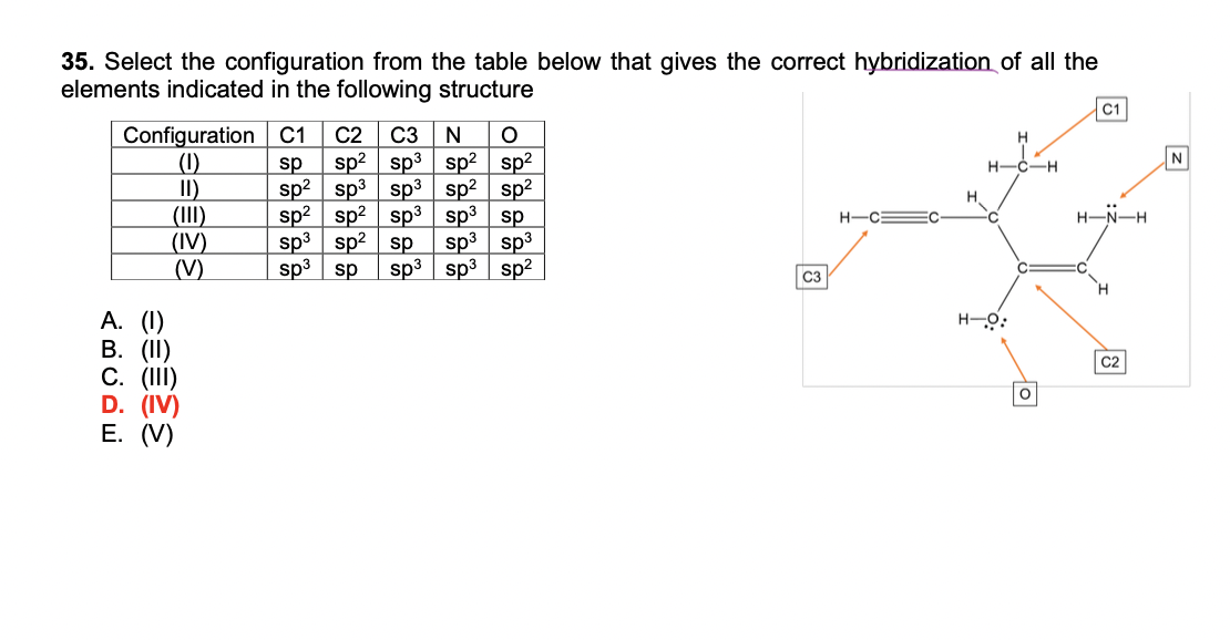 Solved 35. Select the configuration from the table below | Chegg.com