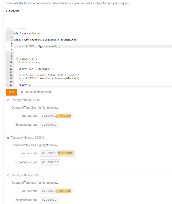 Solved Complete the function definition to return the hours | Chegg.com