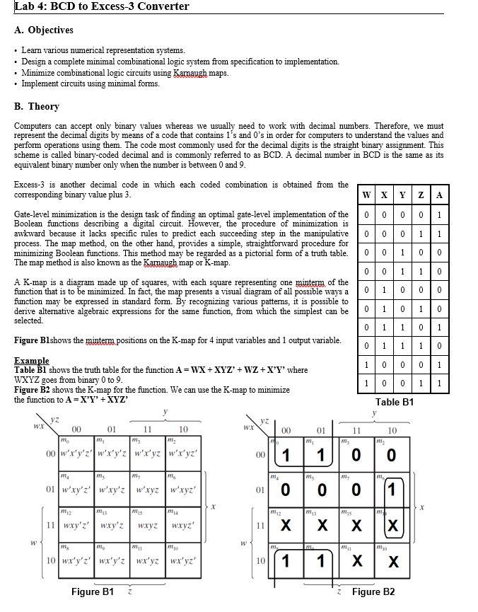 Solved Lab 4: BCD to Excess-3 Converter . A. Objectives • | Chegg.com