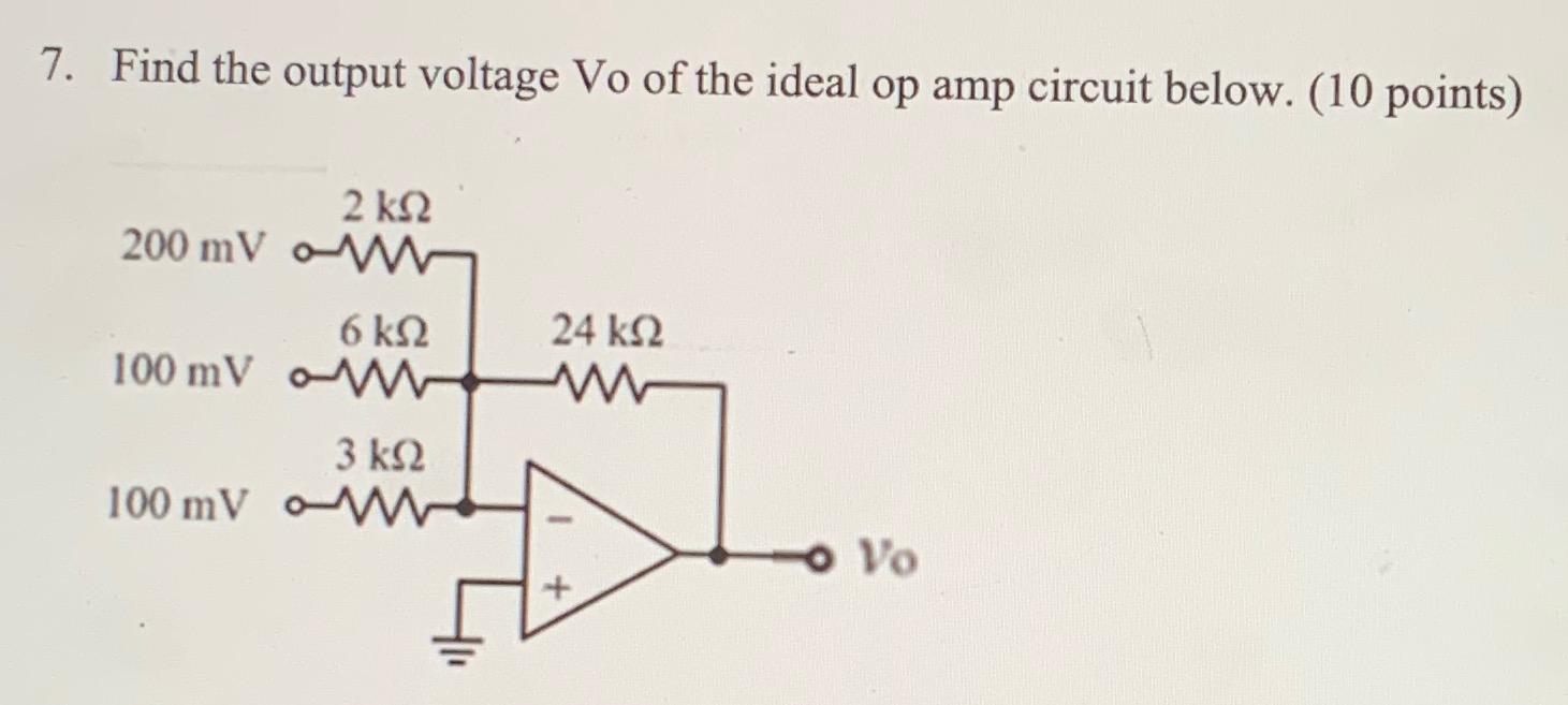 Solved 7. Find the output voltage Vo of the ideal op amp | Chegg.com