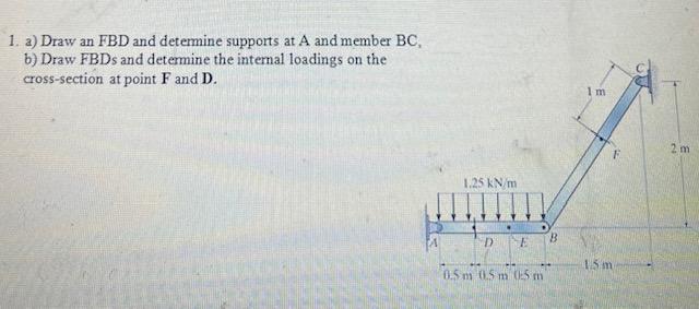 Solved 1. a) Draw an FBD and determine supports at A and | Chegg.com