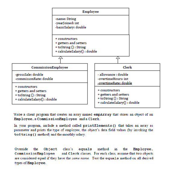 Solved Employee -name: String -yearjoined: int -basicSalary: | Chegg.com