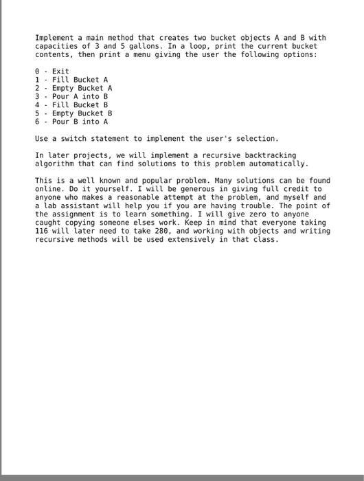 Solved CS 116 Programming Project l Due to be submitted in | Chegg.com