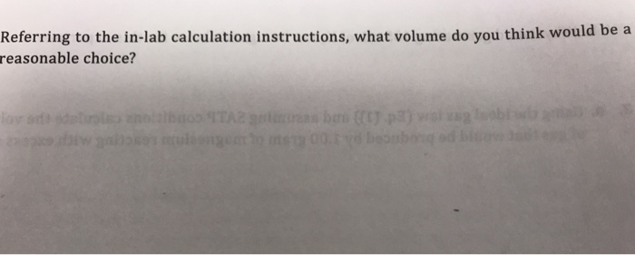 Solved Referring to the in-lab calculation instructions, | Chegg.com