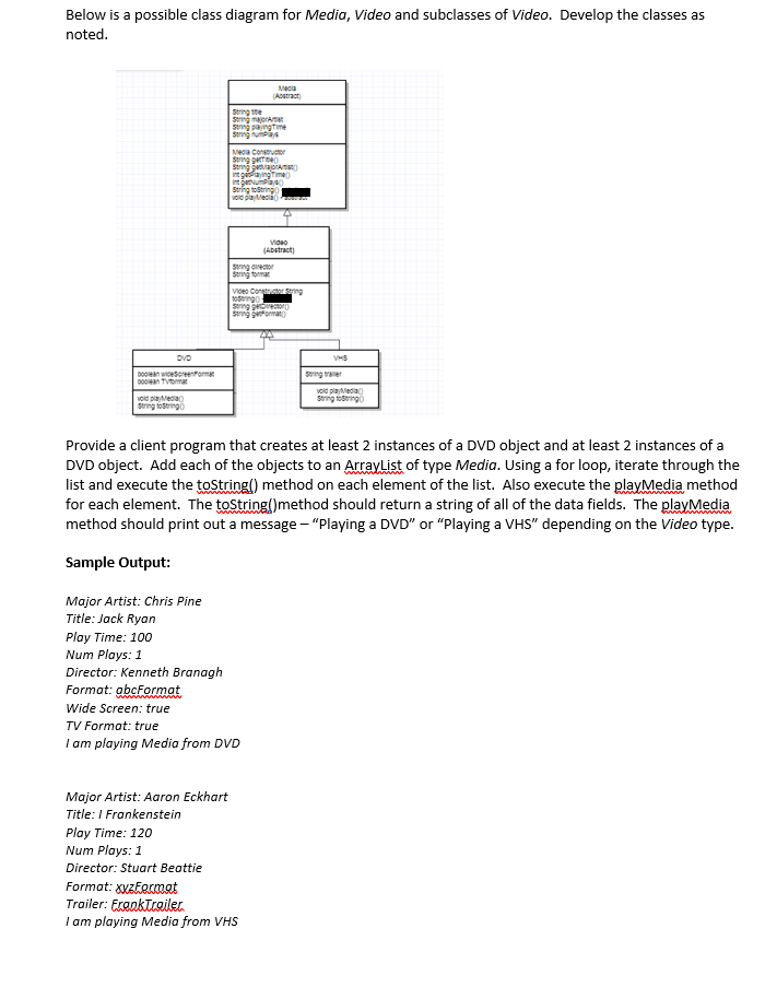 Solved Create a Media Java Collection project that follows | Chegg.com