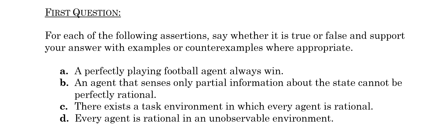 Solved FIRST QUESTION: For each of the following assertions, | Chegg.com