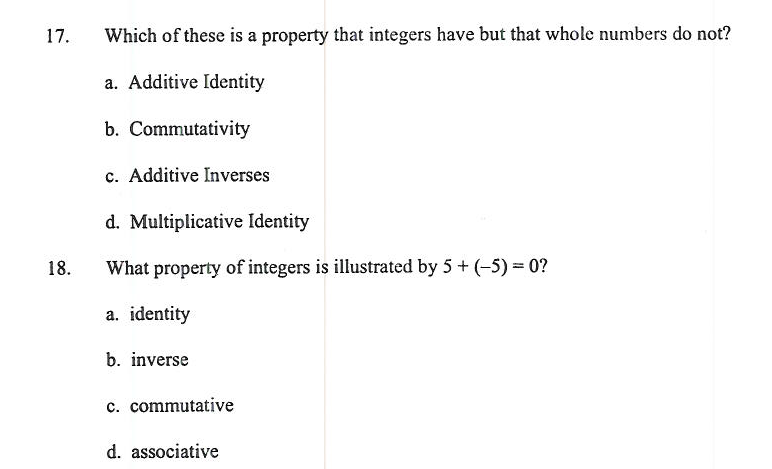 Solved 12. The multiplicative inverse of-1 is The | Chegg.com