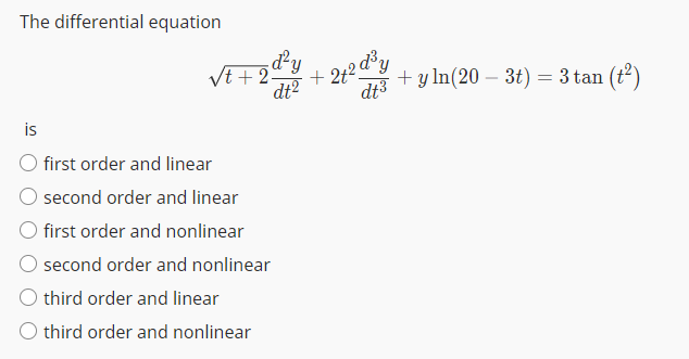 Solved The differential equation | Chegg.com