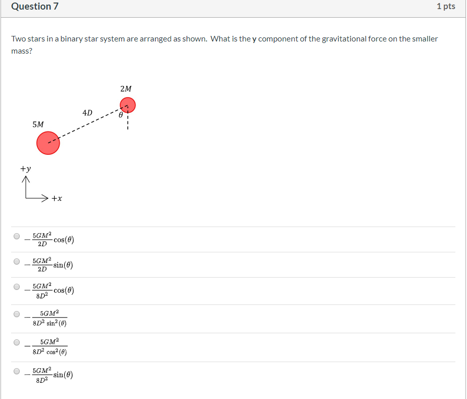 Solved Question 7 1 pts Two stars in a binary star system | Chegg.com