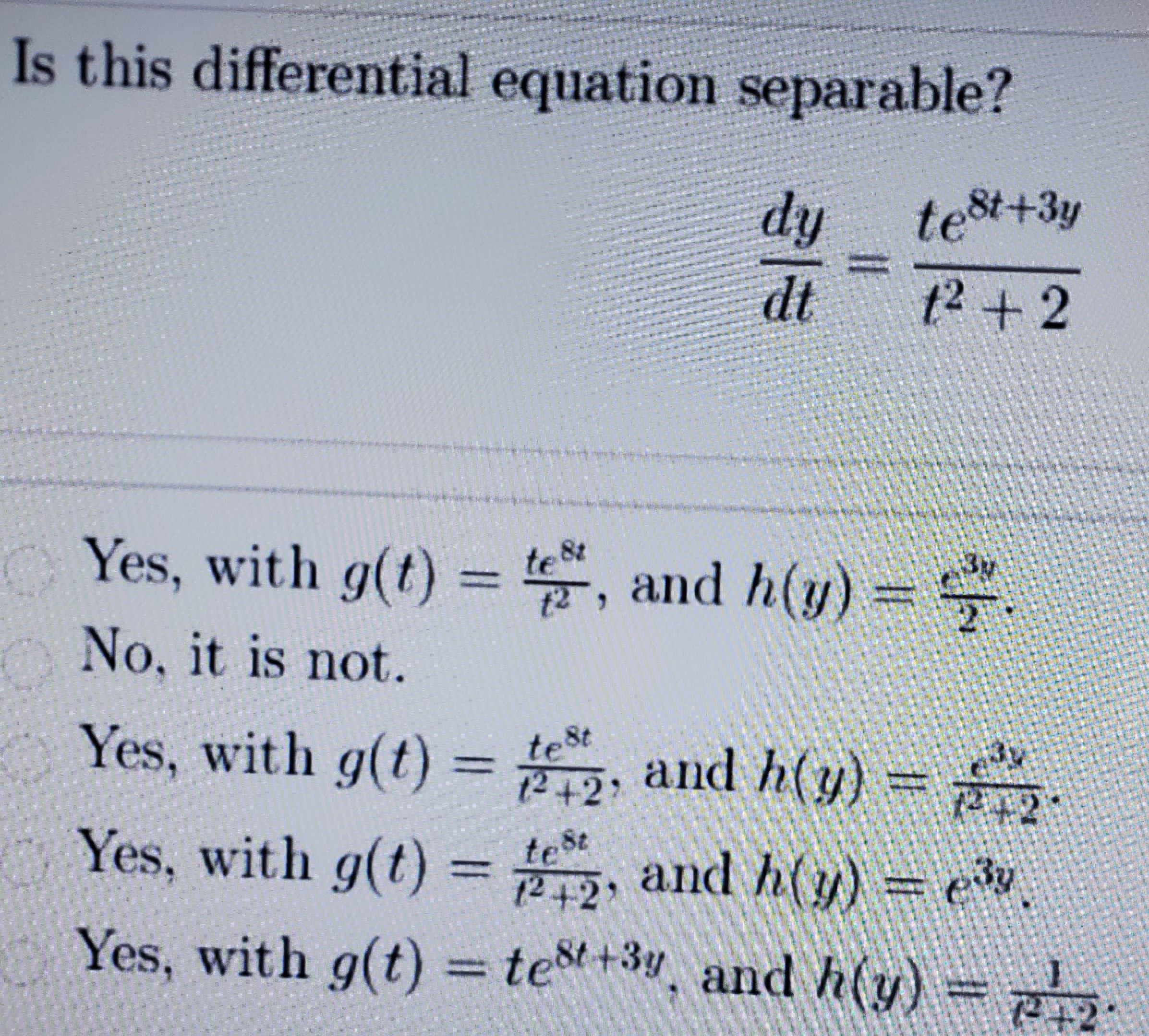 Solved Is This Differential Equation Separable