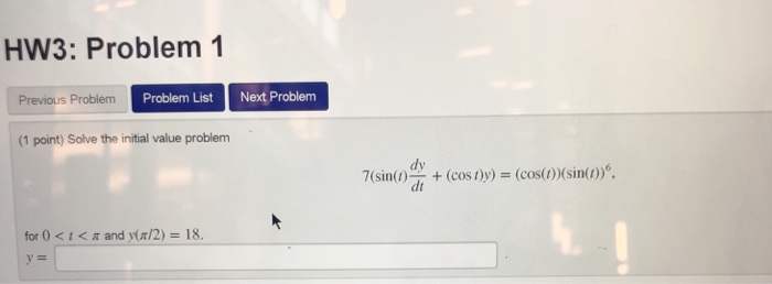 Solved HW3: Problem 1 Previous Problem Problem List Next | Chegg.com