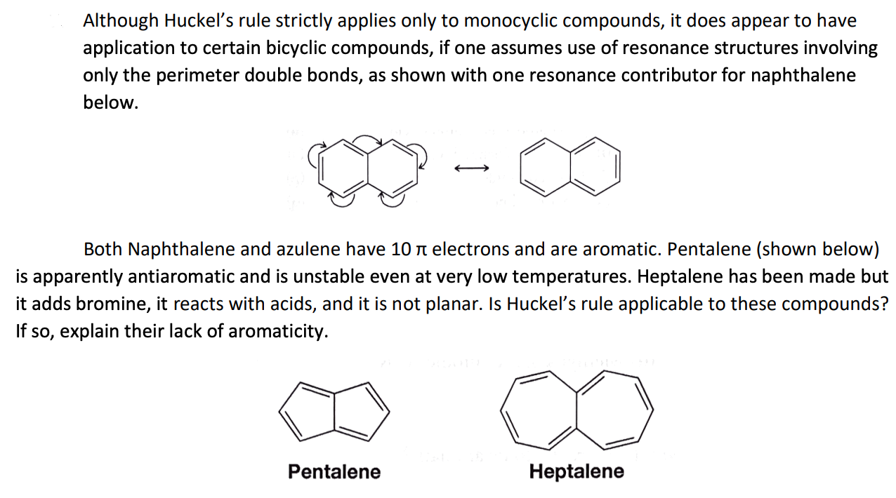 Solved Although Huckel's rule strictly applies only to | Chegg.com