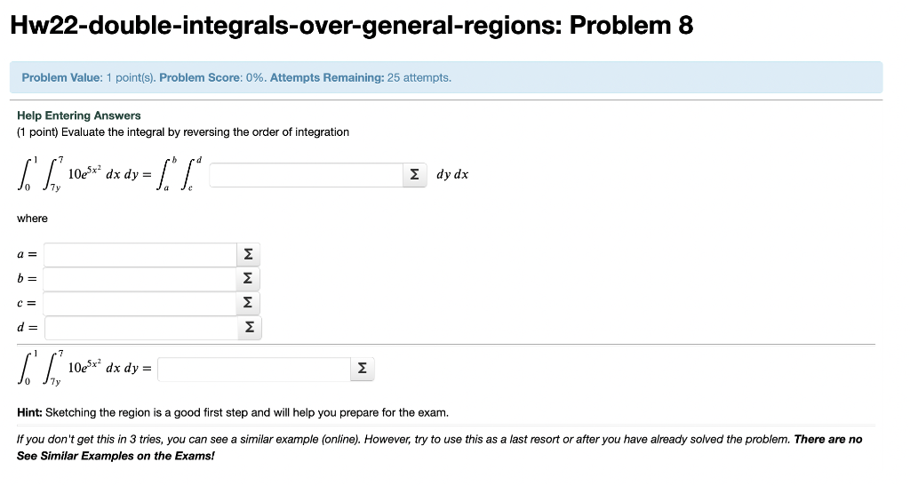 Solved Hw22-double-integrals-over-general-regions: Problem 8 | Chegg.com