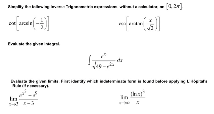 Solved Simplify the following Inverse Trigonometric | Chegg.com