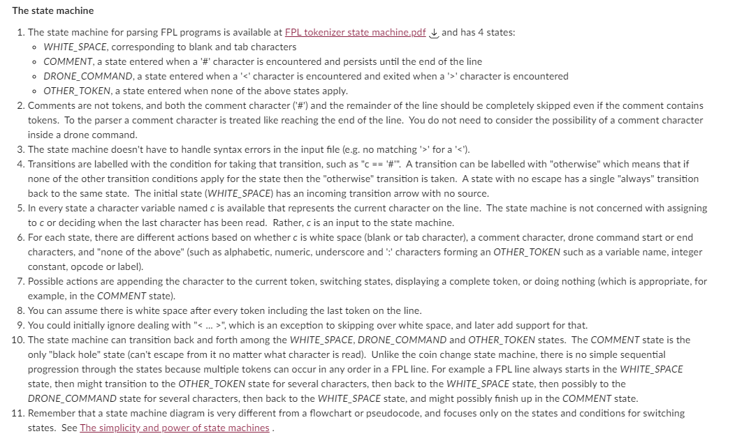 A state machine to parse FPL statements into tokens - | Chegg.com