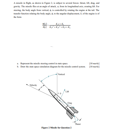 Solved A missile in flight, as shown in Figure 2, is subject | Chegg.com