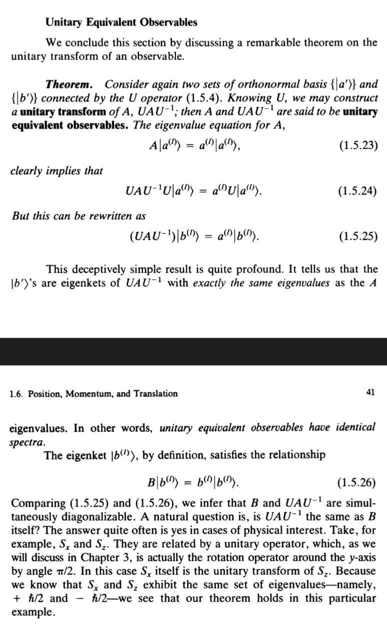 Solved Unitary Equivalent Observables We conclude this | Chegg.com