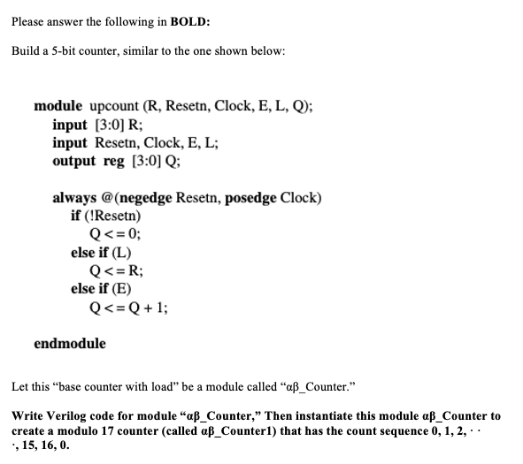 Solved Please answer the following in BOLD: Build a 5-bit | Chegg.com