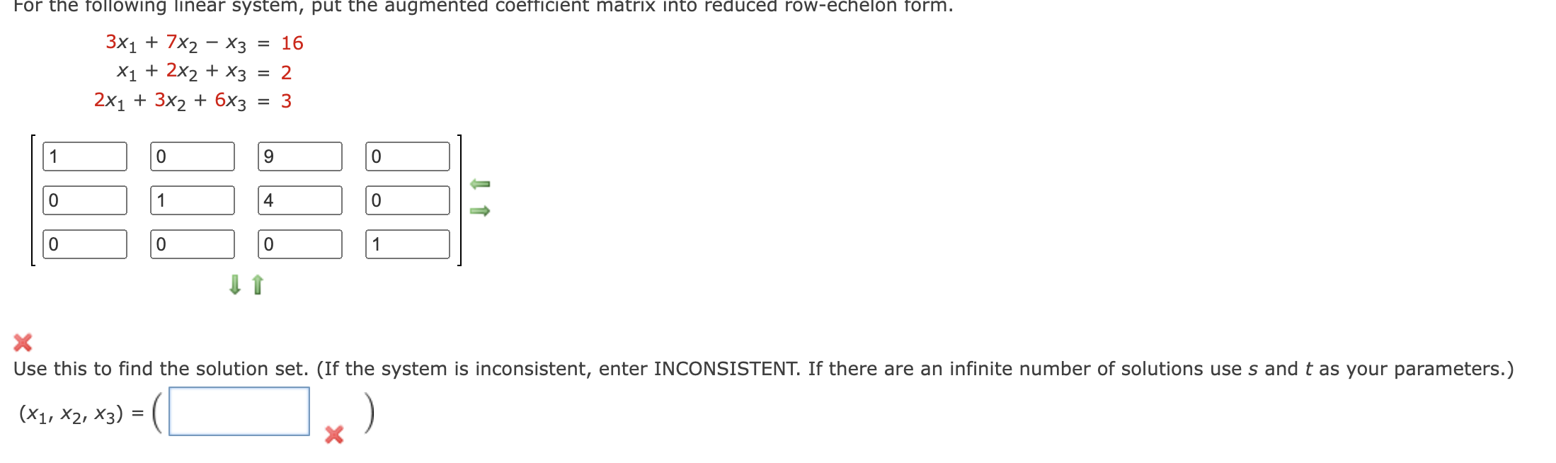 Solved For the following linear system, put the augmented | Chegg.com