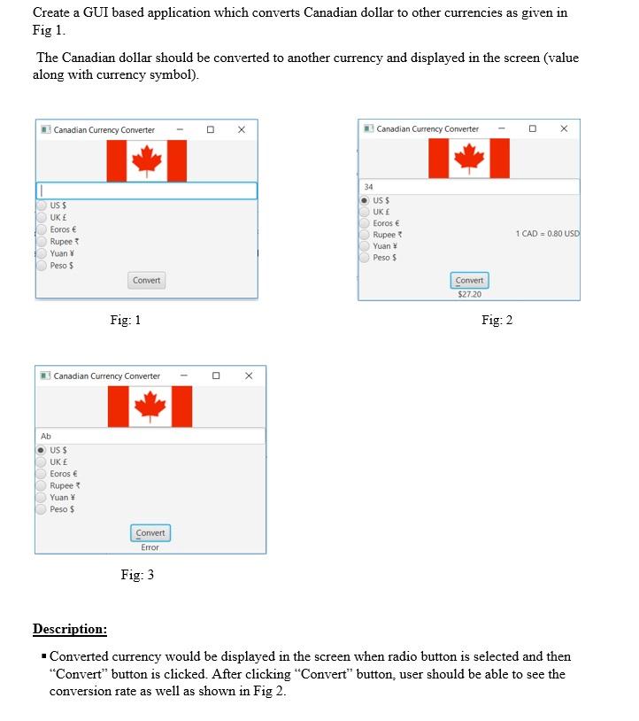 Solved Create a GUI based application which converts | Chegg.com