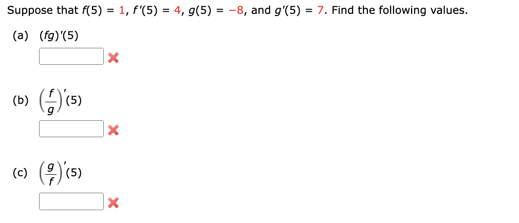 Solved Suppose That F 5 1 F 5 4 G 5 −8 And