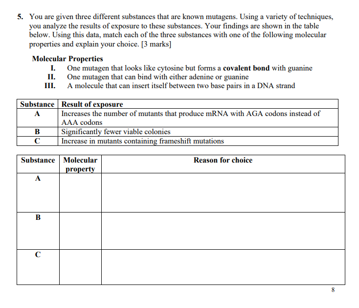 Solved 5. You are given three different substances that are | Chegg.com