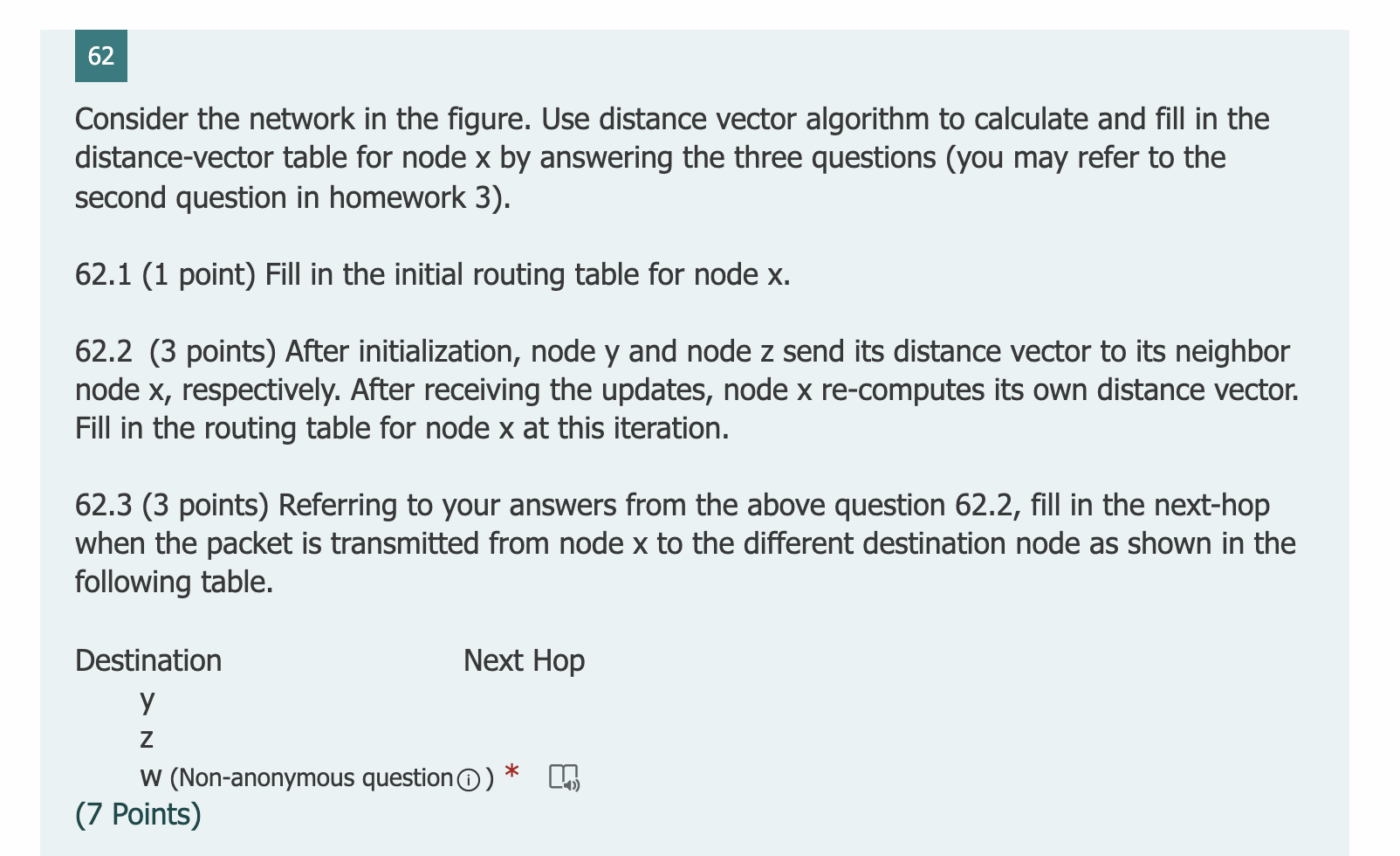 Solved 62 Consider the network in the figure. Use distance | Chegg.com