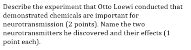 Solved Describe the experiment that Otto Loewi conducted | Chegg.com