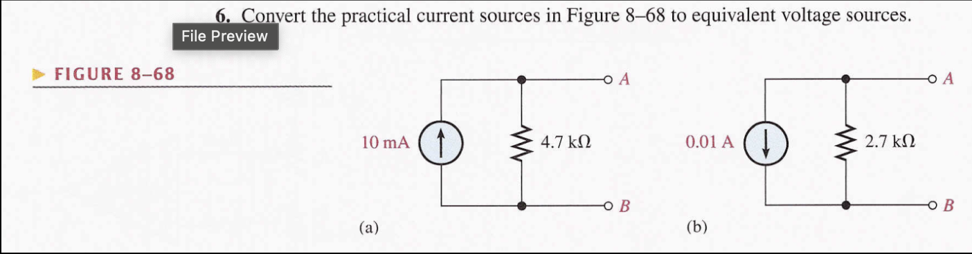 Solved Convert the practical current sources in Figure 8-68 | Chegg.com
