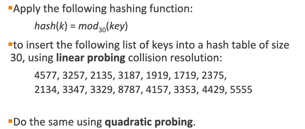 Solved Apply the following hashing function: hash(k) = | Chegg.com