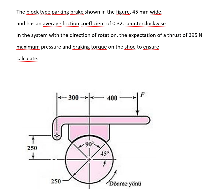 Solved The block type parking brake shown in the figure, 45 | Chegg.com